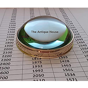Vintage Solid Brass Desk Magnifying Glass Chart Paper Reader Weight Magnifier