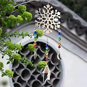 WEISIPU Crystals Ball Prisms Suncatchers - Hanging Ornament Crystals Big Snowflake Suncatchers with Clear Crystal Ball for Garden Decoration, Car Pendant, Christmas Decoration (Big Snowflake) …