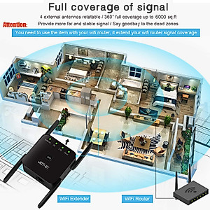 JOTACT WiFi Extender WiFi Booster and Signal Amplifier Covers Up to 6000 Sq.ft Speed Up to 1200Mbps for 15 Devices Internet Booster for WiFi Repeater Home Wireless Signal Booster with Ethernet Port
