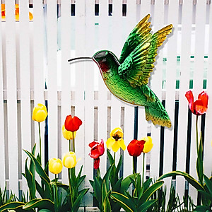 John's Studio Metal Hummingbird Wall Decor Bathroom Glass Art Iron Sculpture Outdoor Hanging Decoration for Home Bedroom Garden Patio Porch or Fence - Green