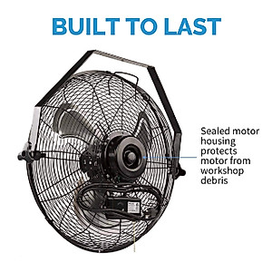 Newair Wall Mounted Fan | 18" Air Fan | High Velocity Blade Fan | 3 Speed Settings | Heavy Duty Fan For Industrial Use | Portable Shop Fan | Black | WindPro18W