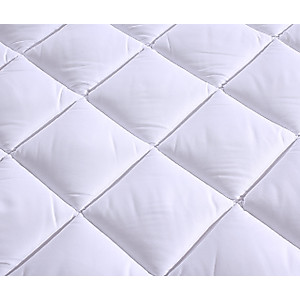 Premium Plus Mattress Pad, Breathable, Quilted Topper, Deep Pocket, Stretch to Fit, Microfiber, Extra Plush, RV Short King 72 by 75 inches, 18 inch Depth, 15 oz Fill per sq yd White