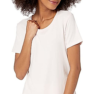 Amazon Essentials Women's Classic-Fit Short-Sleeve Crewneck T-Shirt, Pack of 2, Light Grey Heather/Light Pink, Large