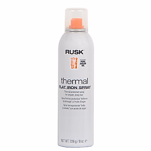 RUSK Designer Collection Thermal Flat Iron Spray with Argan Oil, 8.8 fl. Oz, Thermal Protectant Micro-Fine Styling Spray, Formulated to Eliminate Frizz and Leave Hair Silky and Shiny