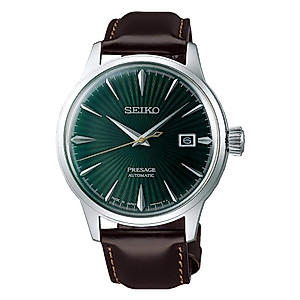 SEIKO mens PRESAGE 'Mockingbird' Cocktail Green Dial with Brown Leather Watch SRPD37J1
