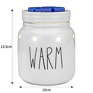STAR MOON Rae Dunn Wax Warmer Wax Melt Warmer for Rae Dunn Inspired Decor Mason Jar Wax Warmer with Removable Dish, One More Bulb, Home Fragrance Home Decor, Glossy White (Warm)