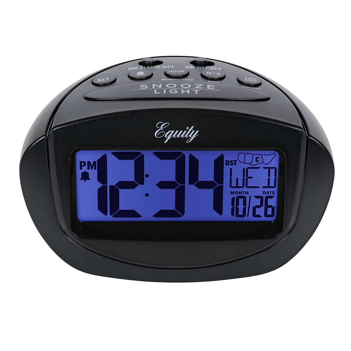 Equity by La Crosse 31022 Insta-Set LCD Alarm Clock, Black