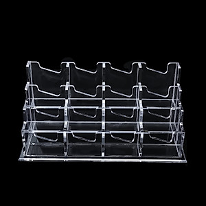 Patioer Clear Acrylic Business Card Holder for Desk 11 x 4.9 x 5.1 inches, 3 Tier 12 Pockets Multiple Card Stand Business Card Holder Display Office