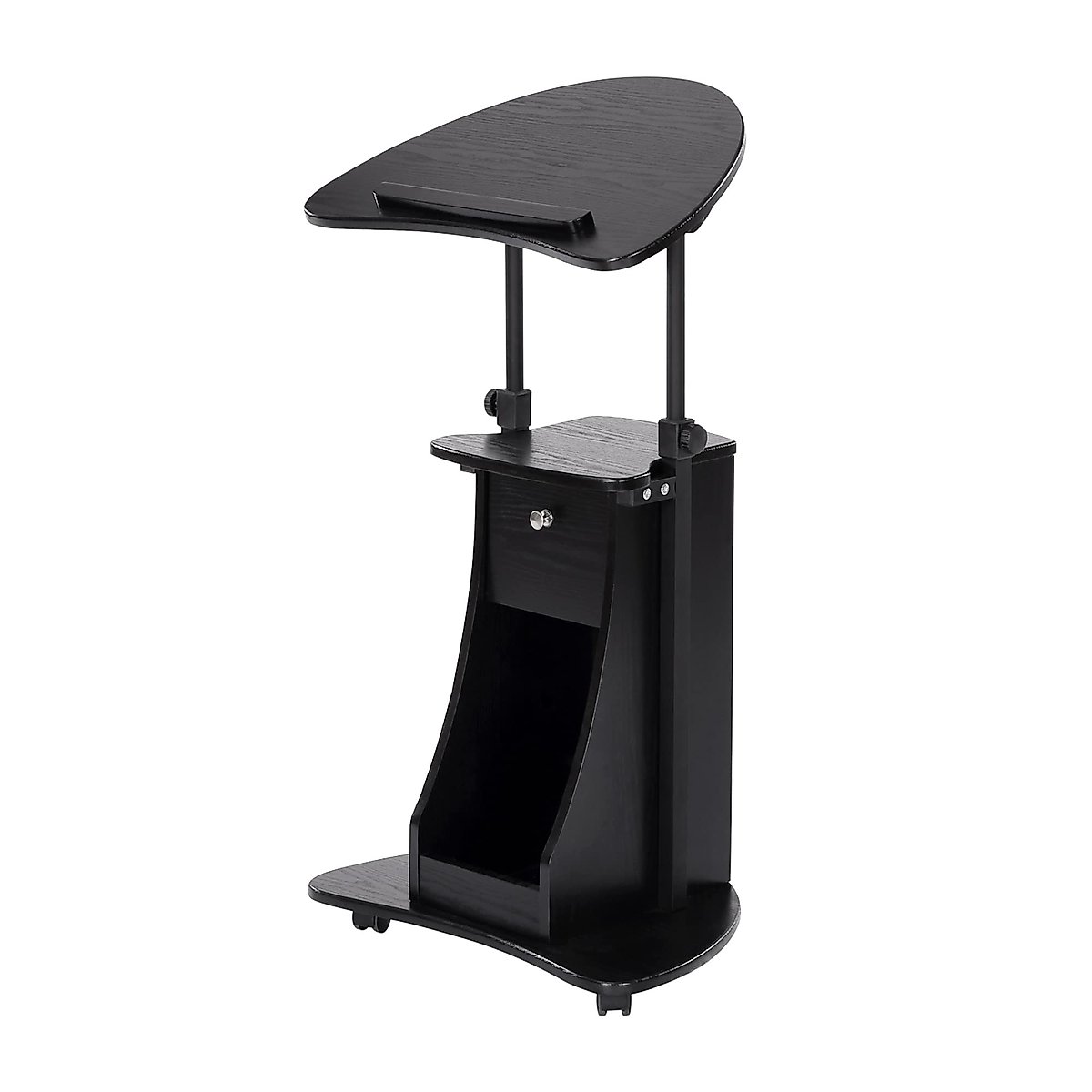 HOMCOM Adjustable Height Laptop Cart with Storage - Black