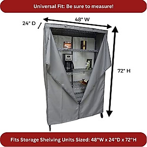Formosa Covers | The Original Storage Shelving Unit Cover, Keep Garage, Closet, Medical Office, Kitchen, Yard Neat | Wire Steel Metal Shelf Accessories Fits Racks 48" W x 24 D x 72H (Cover Only Grey)