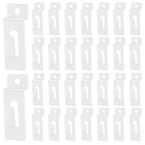 Waltool 30Pcs Slatwall Utility Notch Hooks, Slat Wall Picture Display Hooks Hanger Panel Shelf Pegboard Slatwall Accessories for Photo Frame Painting Arts Hanging Home Office (White)
