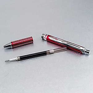 Pentel EnerGel Alloy Retractable Liquid Gel Pen, Red Barrel, Black Ink, 1 pack (BL407B-A)