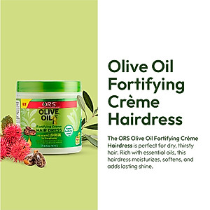 ORS Olive Oil Fortifying Cream Hair Dress Infused with Castor Oil for Strengthening 6 Ounces