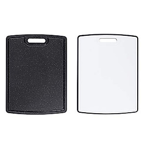 Dexas PolyDuO Reversible Cutting Board, 8.5 x 11 Inches, White and Midnight Granite