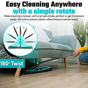 Petme Tender Magic Broom Squeegee Dog Pet Hair Remover, Rotatable, Extendable - Silicone Broom Pet Hair Remover for All-Surfaces Hardwood Floors, Rugs, Tile, Glass, Liquid-Dirt with 50" Handle