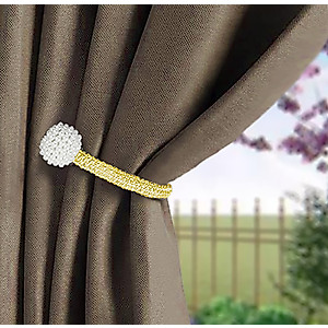 AWOLIC Magnetic Curtain Tiebacks 6 Pack,Classic European Curtain Holdbacks for Drapes,Used for Home and Office Decoration (Gold)