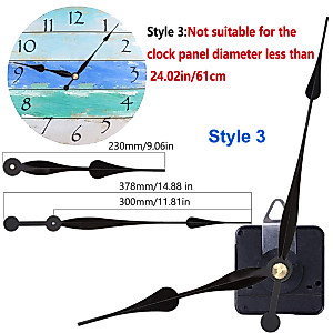 HILLHOME High Torque Long Shaft Hands Quartz DIY Wall Clock Movement Mechanism with 12 Inch Long Spade Hand Battery Operated Repair Parts Replacement, 3/10 in Max Dial Thickness, 9/10 in Total Length