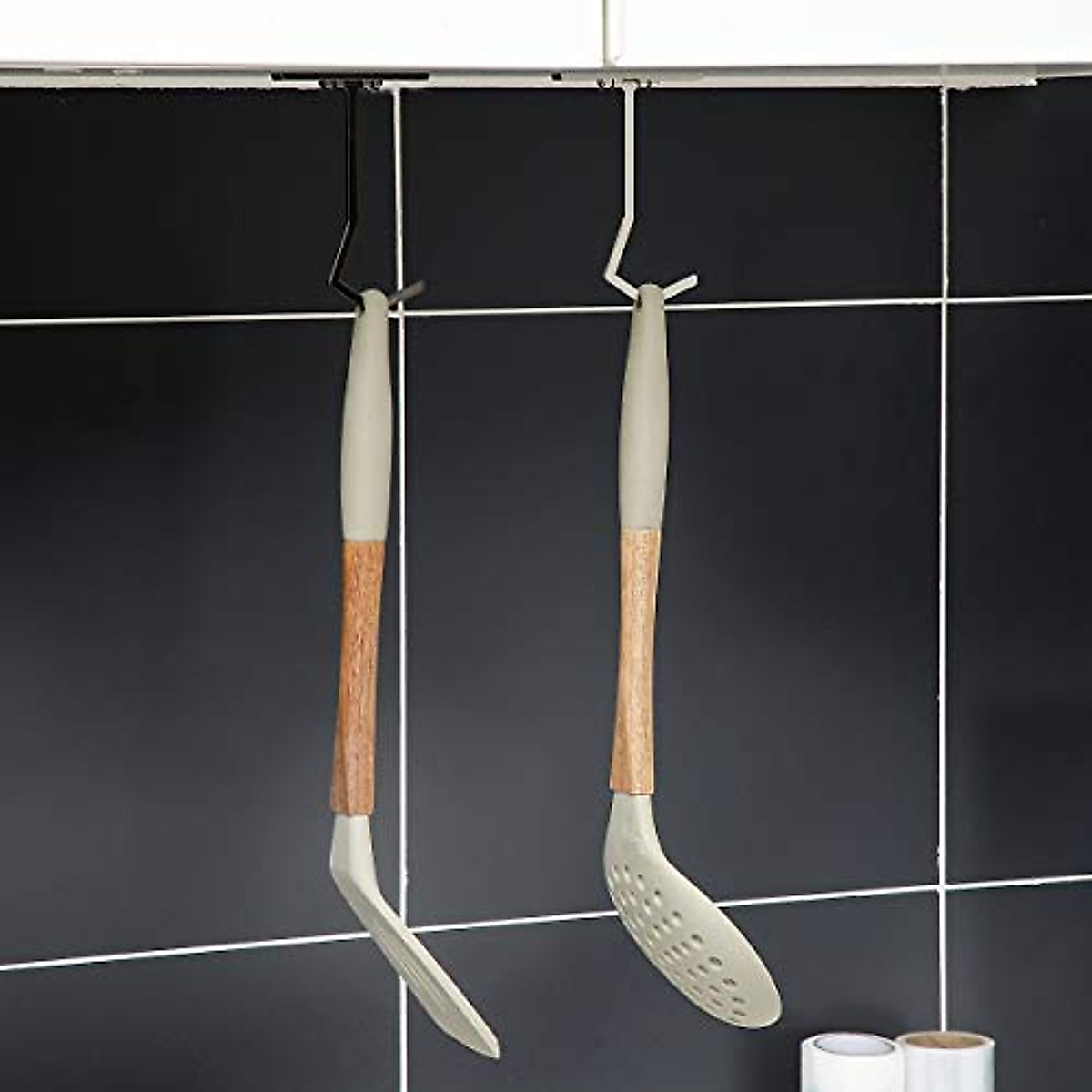 DIKALU Metal Banana Hanger - Under Cabinet Hook for Bananas or Other Kitchen Items. Keep Banana Fresh (Gun Color X 1pc)