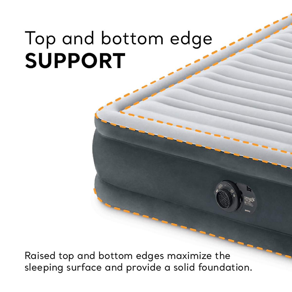 INTEX 67769ED Dura-Beam Deluxe Comfort-Plush Mid-Rise Air Mattress: Fiber-Tech – Queen Size – Built-in Electric Pump – 13in Bed Height – 600lb Weight Capacity