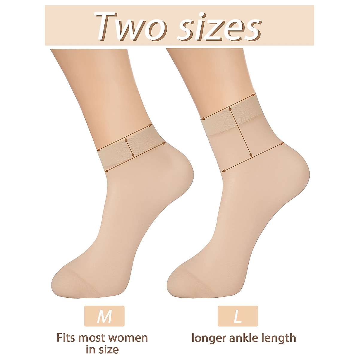 Geyoga 12 Pairs Sheer Ankle Socks Thin Nylon Transparent Ankle High Hosiery Socks Short Dress Stockings for Women and Girls (Nude Color,Medium)