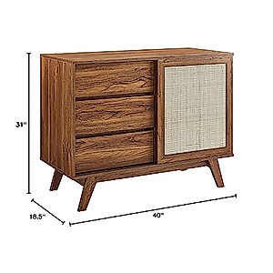 Modway Soma 40" Rattan Display Stand Accent Cabinet, Nightstand, Walnut