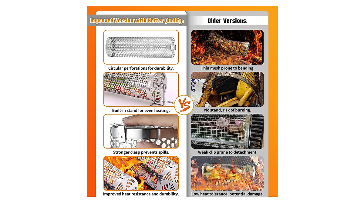 Rolling Grill Basket: Stainless Steel BBQ & Gift Set for Men