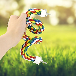 Bird Rope Perch Parrot Toys Birds Bungee Rope Perch Climbing Swing Perches for Parrot Cockatiels Toy Bird Cage Stand Accessories Colorful Parakeet Rope Perch Small Spiral Rope Perch (23.6 Inches)