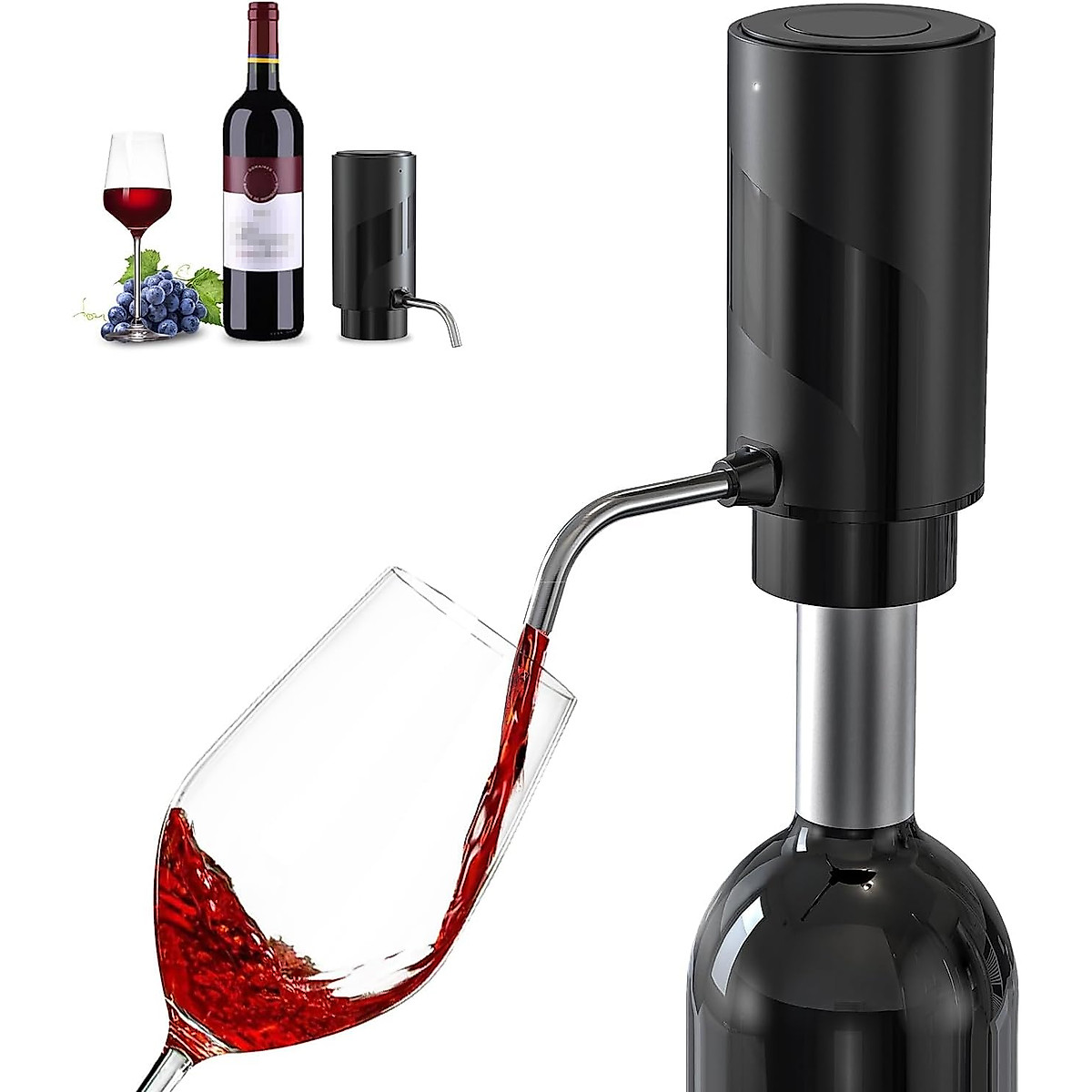 2024 New Wine Aerator Electric Wine Decanter Automatic Wine Aerator, One Touch Wine Dispenser Wine pourer with USB Rechargeable,Wine Lover for women&Men(Black-ABS)