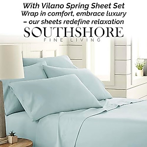 Southshore Fine Living, Inc. 6-Piece Deep Queen Sheets Premium Bedding, 21-Inch Queen Deep Pocket Sheet Set, Microfiber Bedding, Deep Pocket Fitted Sheet, Blue Pillow Cases, Sky Blue Sheets