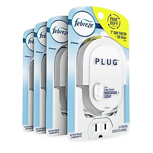 Febreze Plug In Air Freshener Fade Defy Plugs, Scented Oil Warmer- Pack of 4