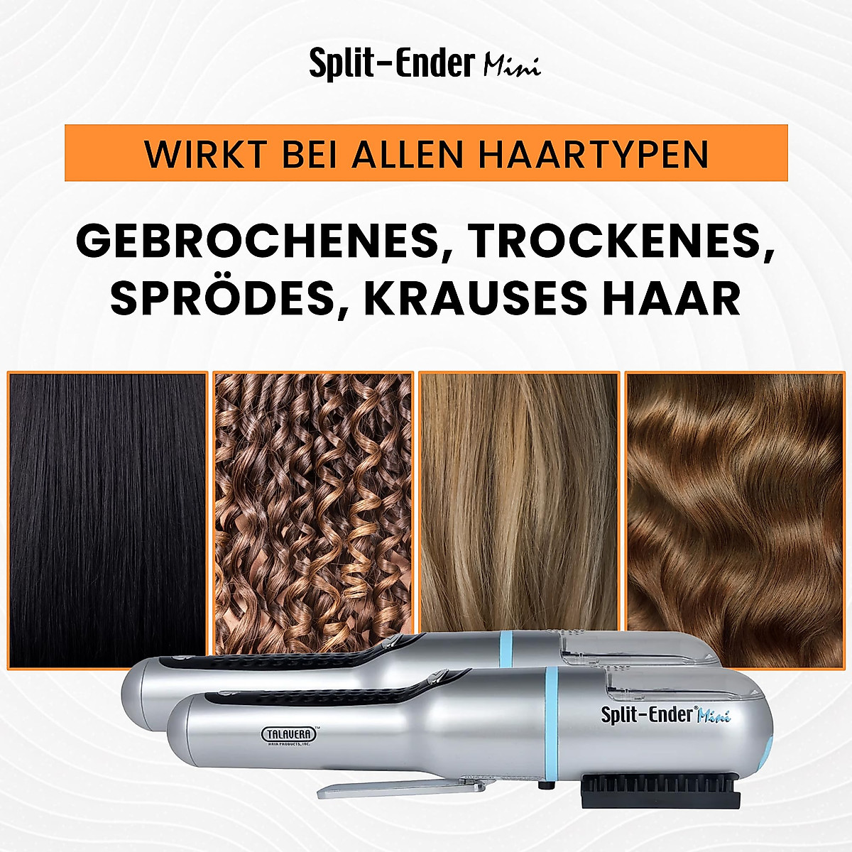 Split-Ender Mini - The Original Cordless Split End Hair Trimmer Automatic 3 AAA Battery Home Care Clipper 2-in-1 for Dry Damaged Splitting Broken Brittle Straight Curly Frizzy Beauty Styling - Blue