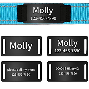 SF Custom Personalized Reflective Dog Collars,Custom Engraved Stainless Steel Name Plate ID Collar Padded Pet Collar 4 Adjustable Sizes X-Small Small Medium Large