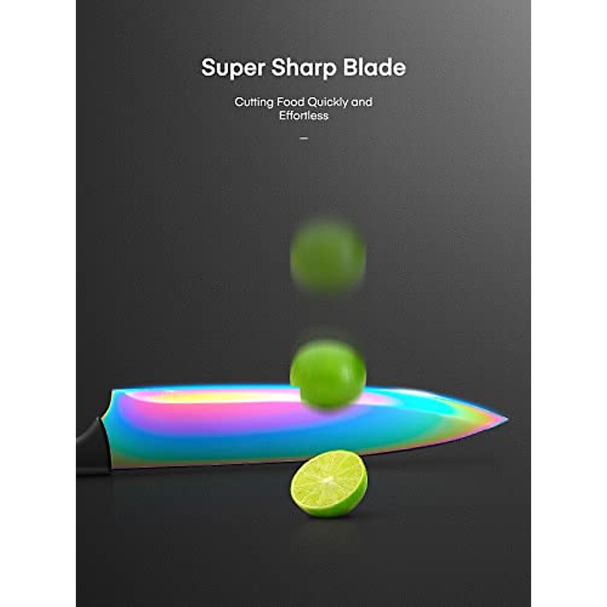 Aiheal Knife Set, 16 Pieces High Carbon Stainless Steel Rainbow Color Kitchen Knife Set, Titanium Coating Blade, No Rust and Super Sharp Cutlery Knife Set with Acrylic Stand and Kitchen Scissors, Gift