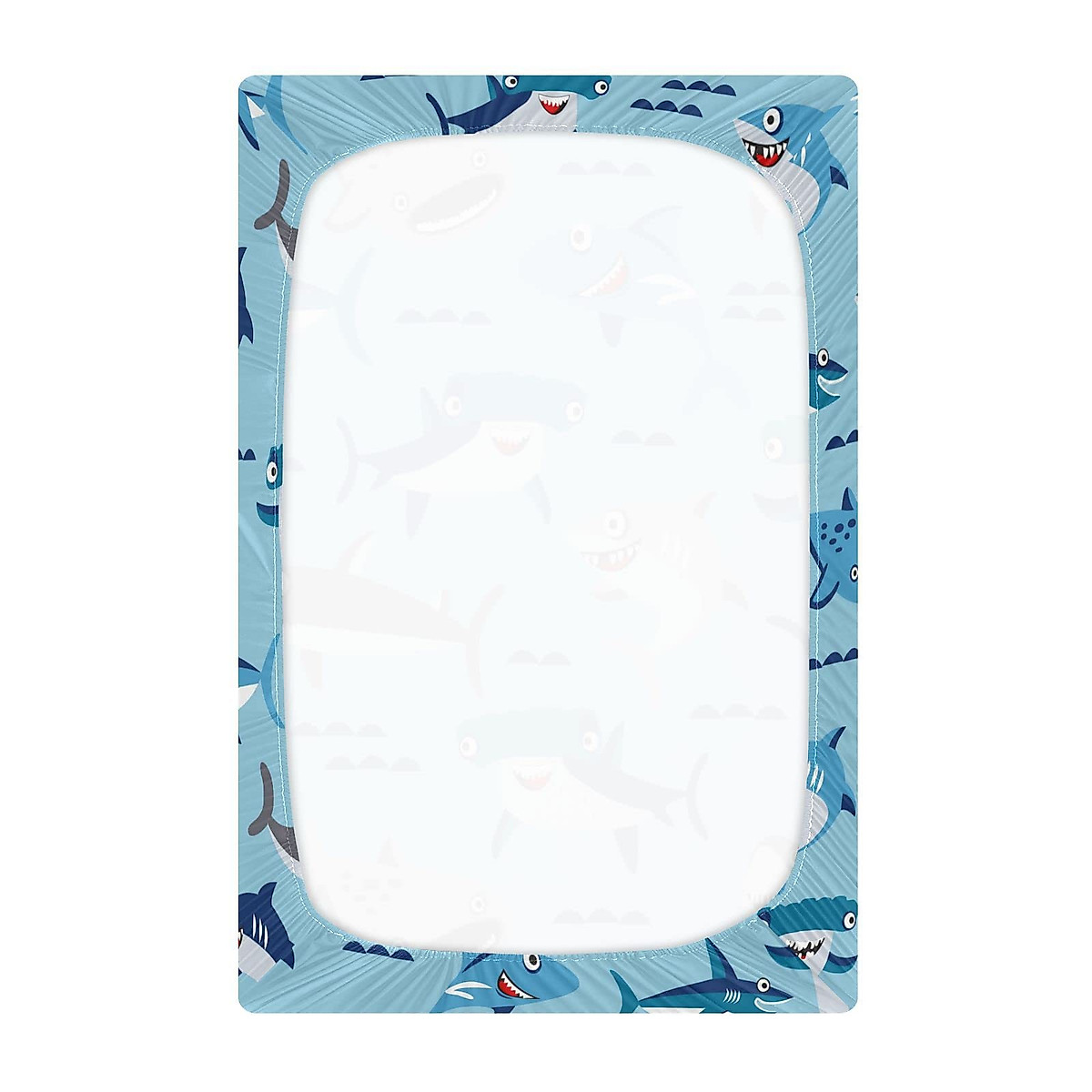 Fitted Crib Sheet for Boys Girls, Cute Shark Jersey Knit Baby Sheet for Standard Crib and Toddler Bed Mattresses, Cozy Soft Breathable, 28 x 52 in