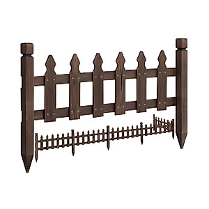 Topeakmart Wood Picket Garden Fence Edging Fencing Garden Yard Border Edging Panels Posts Flower Plants Pool Fences 177.5 x 21.7’’ (LxW)