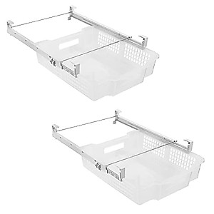 Smart Design Adjustable Pull Out Refrigerator Drawer - Extra Large, Set of 2 - BPA Free - Holds 20 lbs - Extendable Sliding Fridge Bin, Freezer, Pantry Food Holder Storage Organizer - Kitchen - Clear