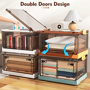 CTSNSLH 152QT Storage Bins, 2 Pack Plastic Storage Bins with 2 Lids, Closet Organizers and Storage with Double Door, Collapsible Storage Container(76QT*2PACK)