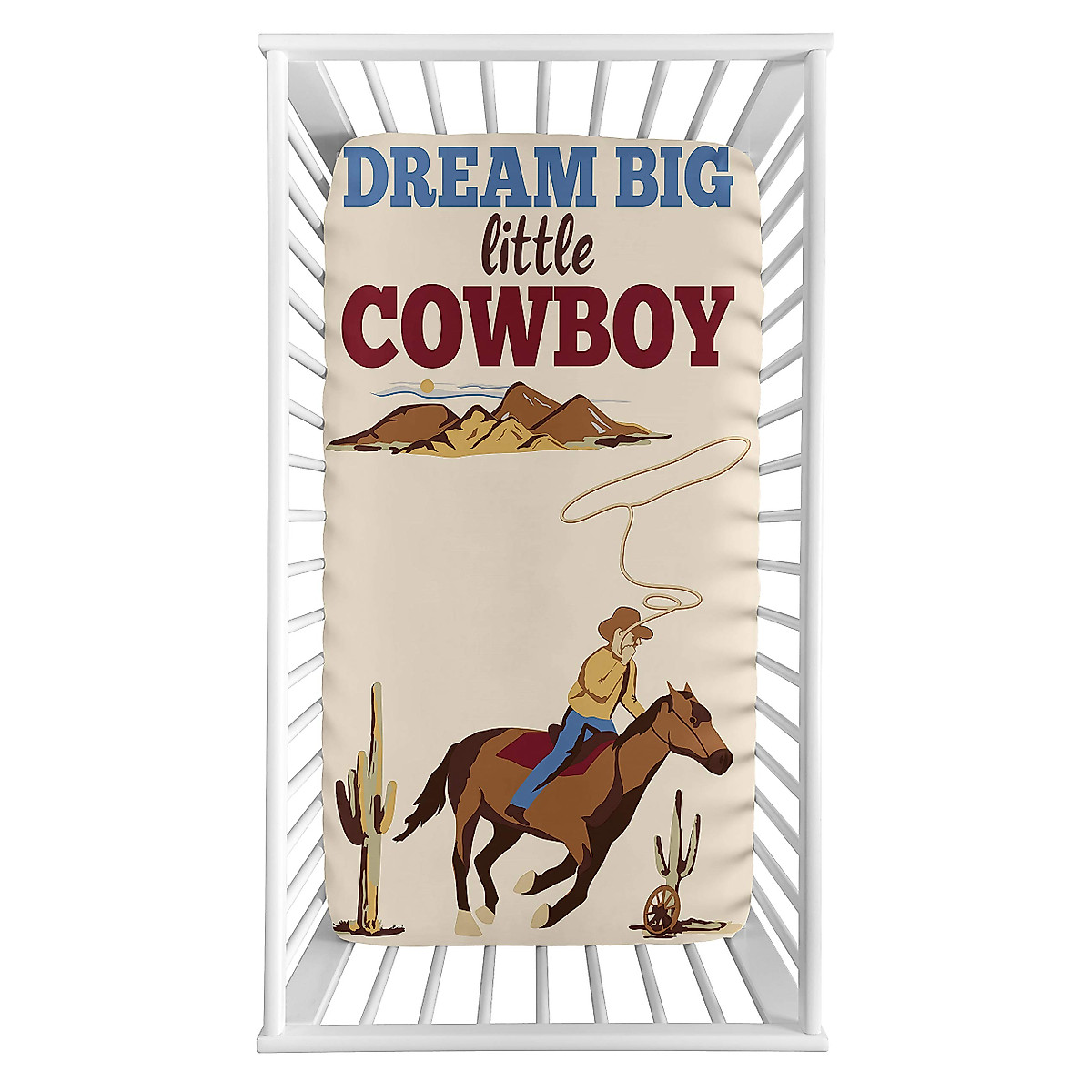Sweet Jojo Designs Wild West Cowboy Boy Fitted Crib Sheet Baby or Toddler Bed Nursery Photo Op - Red, Blue and Tan Western Southern Country Horse