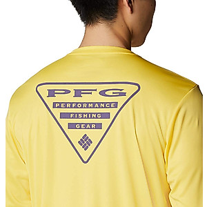 Columbia Men’s PFG Terminal Tackle Destination Long Sleeve, Sun Protection, Sun Glow/Louisiana, Large