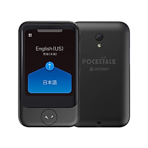 Pocketalk Model S Real Time Two-Way 82 Language Voice Translator with 2 Year Built-in Data and Text-to-Translate Camera & HIPAA Compliant/Black