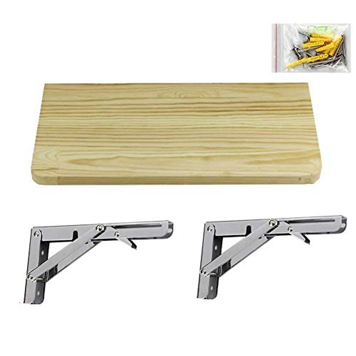 PIBM Stylish Simplicity Shelf Wall Mounted Floating Rack Table Laptop Stand Desk Triangular Bracket Bookshelf Dining Table Metal Solid Wood Save Space Bearing Strong, a ,