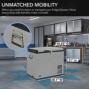 Whynter FM-65G 65 Quart Portable Refrigerator and Deep, AC 110V/ DC 12V, Real Chest Freezer for Car, Home, Camping, and RV with-8°F to 50°F Temperature Range, Gray, One Size