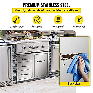 Mophorn Outdoor Kitchen Door Drawer Combo 29.5" W x 22.6" H x 21.7''D, Access Door/Triple Drawers with Propane Drawer and Adjustable Garbage Ring, Perfect for BBQ Island Patio Grill Station