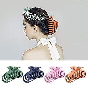 12 PCS Square Hair Clips for Women,4.3 Inch Large Rectangle Hair Claw Clips for Women Thin Thick Curly Hair, Big Matte Banana Clips,Strong Hold jaw clips,Multicolor 1 (Jelly)