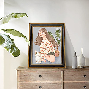 Space Art Deco, 16x20 Picture Frame without Mat for 16x20 Poster/Photo/Print, Shatter-Resistant Real Glass Wall Mounting Display (Black and Ornate Gold Design, 1-Pack)