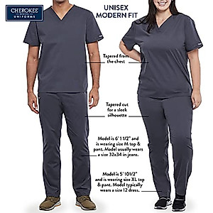 Cherokee Men & Women Scrubs Top Workwear Revolution 1 Pocket Tuckable V-Neck WW625, XL, Black