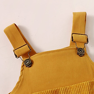 Fall Outfits for Girls Baby Knit Rib T-Shirt Top Kids Long Sleeve Suspenders Overalls Dress Skirt Headband Infant Toddler Winter Clothes Spring 1st Birthday Cake Smash Photo Shoot Pink 18-24 Months