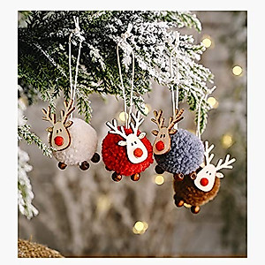 PartyYeah 24Pcs Christmas Cute Wool Felt Wooden Elk Antler Pendants Christmas Tree Decorations Cute Deer Craft Ornament for Christmas 2022 New Year Home Decor