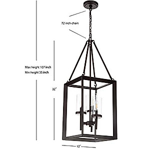 JONATHAN Y JYL7412A Anna 12" 3-Light Metal/Glass Pendant Traditional Classic Modern Industrial Farmhouse Dining Room Living Room Kitchen Foyer Bedroom Hallway, Oil Rubbed Bronze/Clear