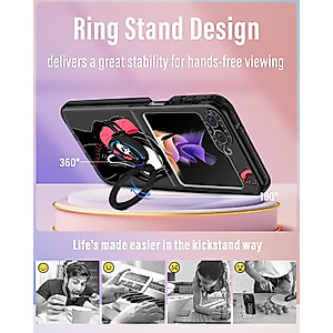 Toycamp for Samsung Galaxy Z Flip 5 Case with Ring Holder, Cute Fun Funny Skull Skeleton Scary Face Designed Shockproof Protective Designer Phone Cases for z flip 5 for Women Girls Boys Teens Kids